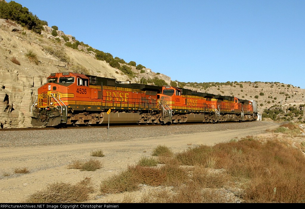 BNSF 4526, 5205, 4986, and 4407